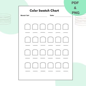 Color Swatch Chart Template: 8 Printable Pages (PDF & PNG) - Etsy