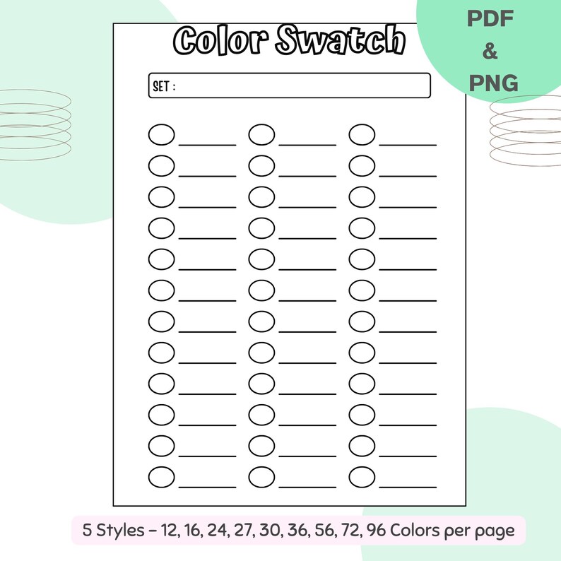 Color Swatch Chart Template: A4 Printable (PDF) - Etsy