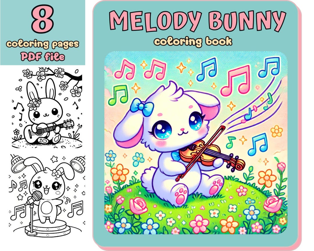 Melody Bunny, Coloring Kawaii, Coloring Book, Digital Coloring, Cute ...