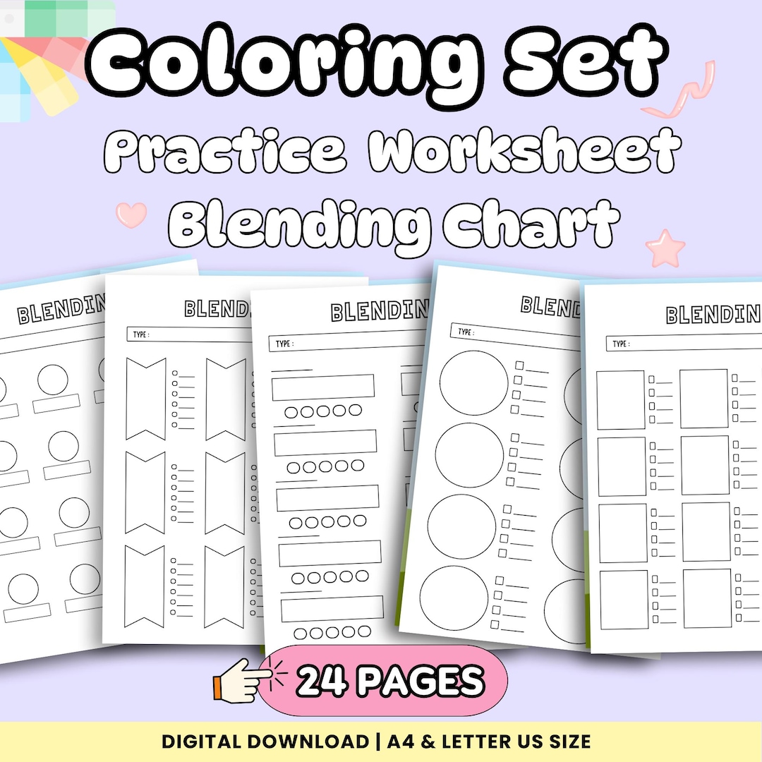 Kawaii Color Blending Chart: Marker Swatch Template (printable PDF) - Etsy