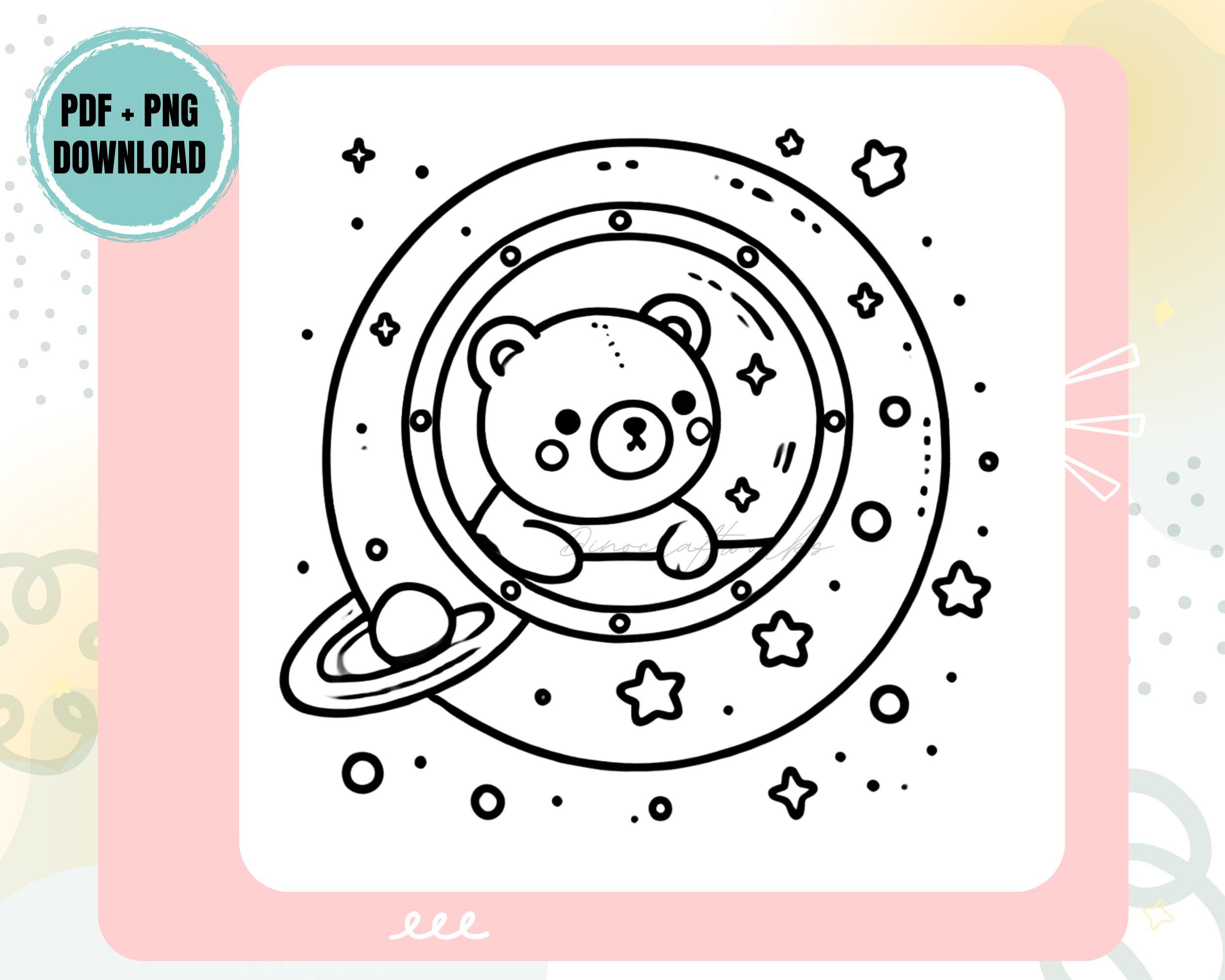 Coloring, Bear Coloring, Digital Coloring Book, Kawaii Cozy Coloring ...
