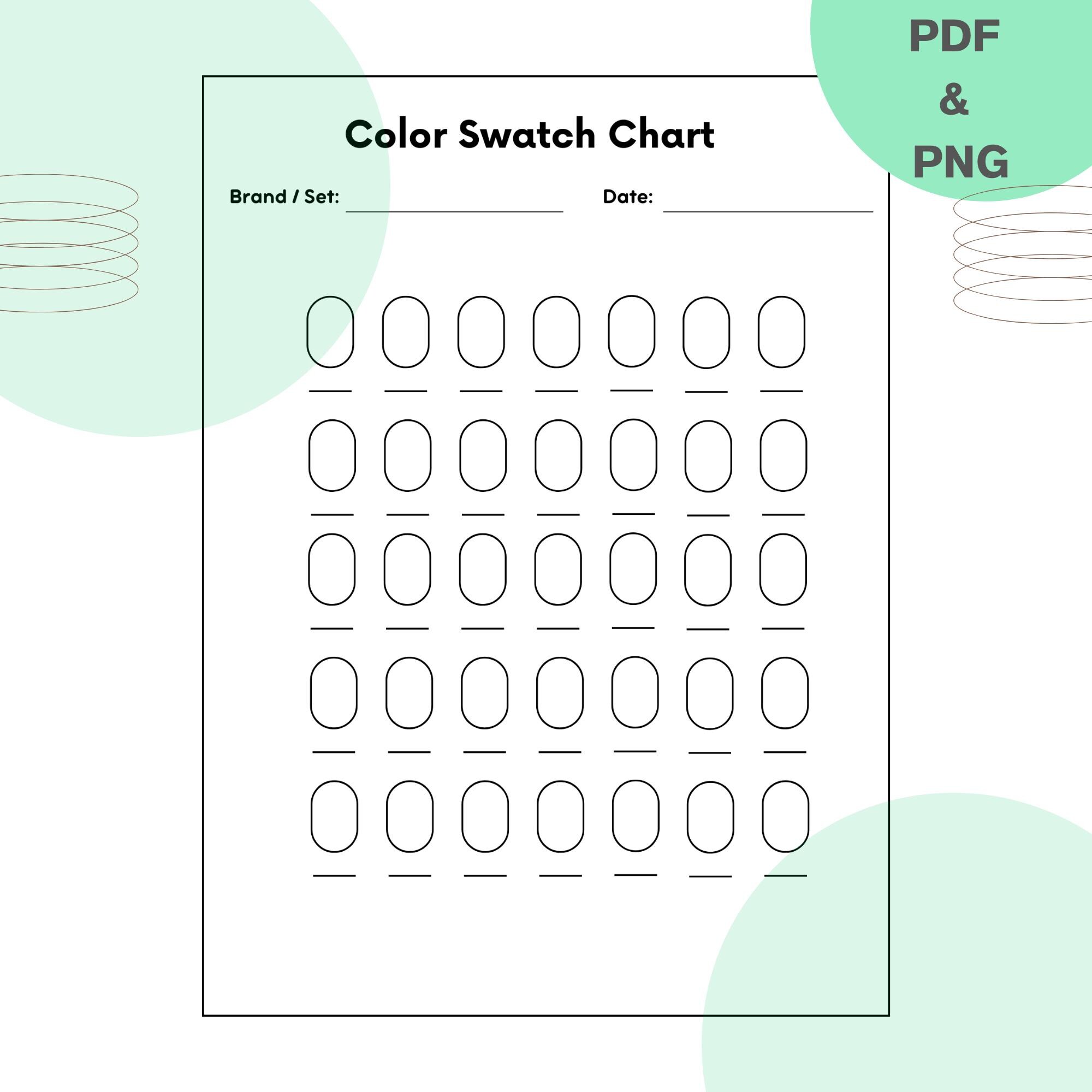 Color Swatch, Cozy Swatch Chart Printable, Color Swatch Template Page ...
