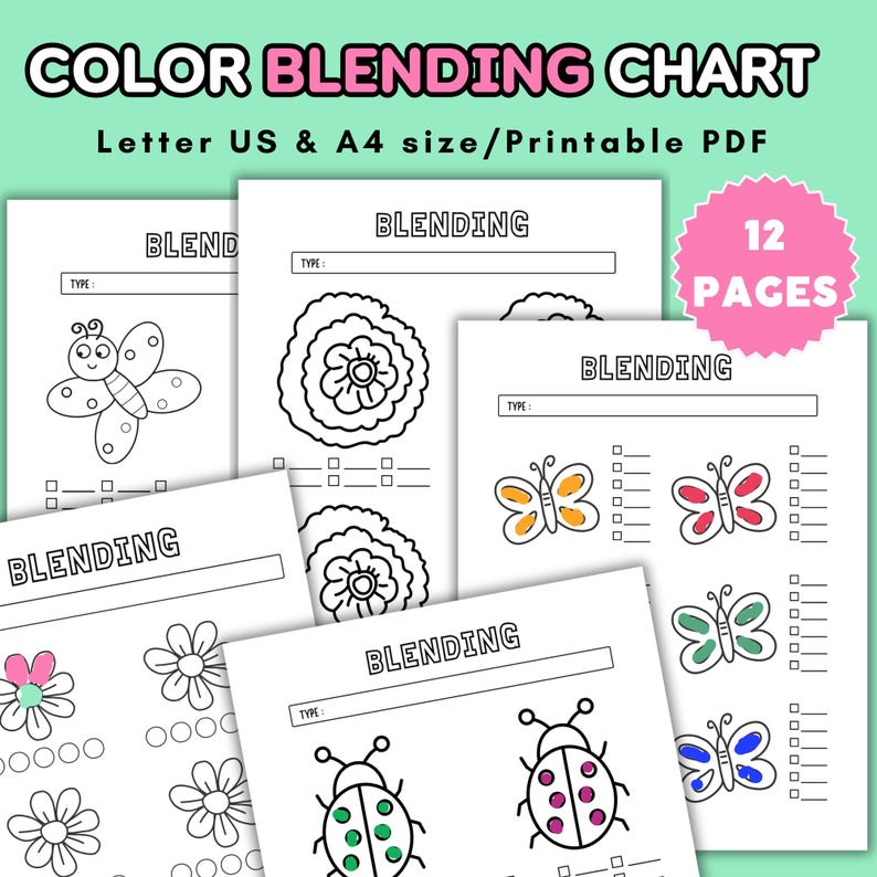 Kawaii Color Blending Chart: Marker Swatch Template (printable PDF) - Etsy