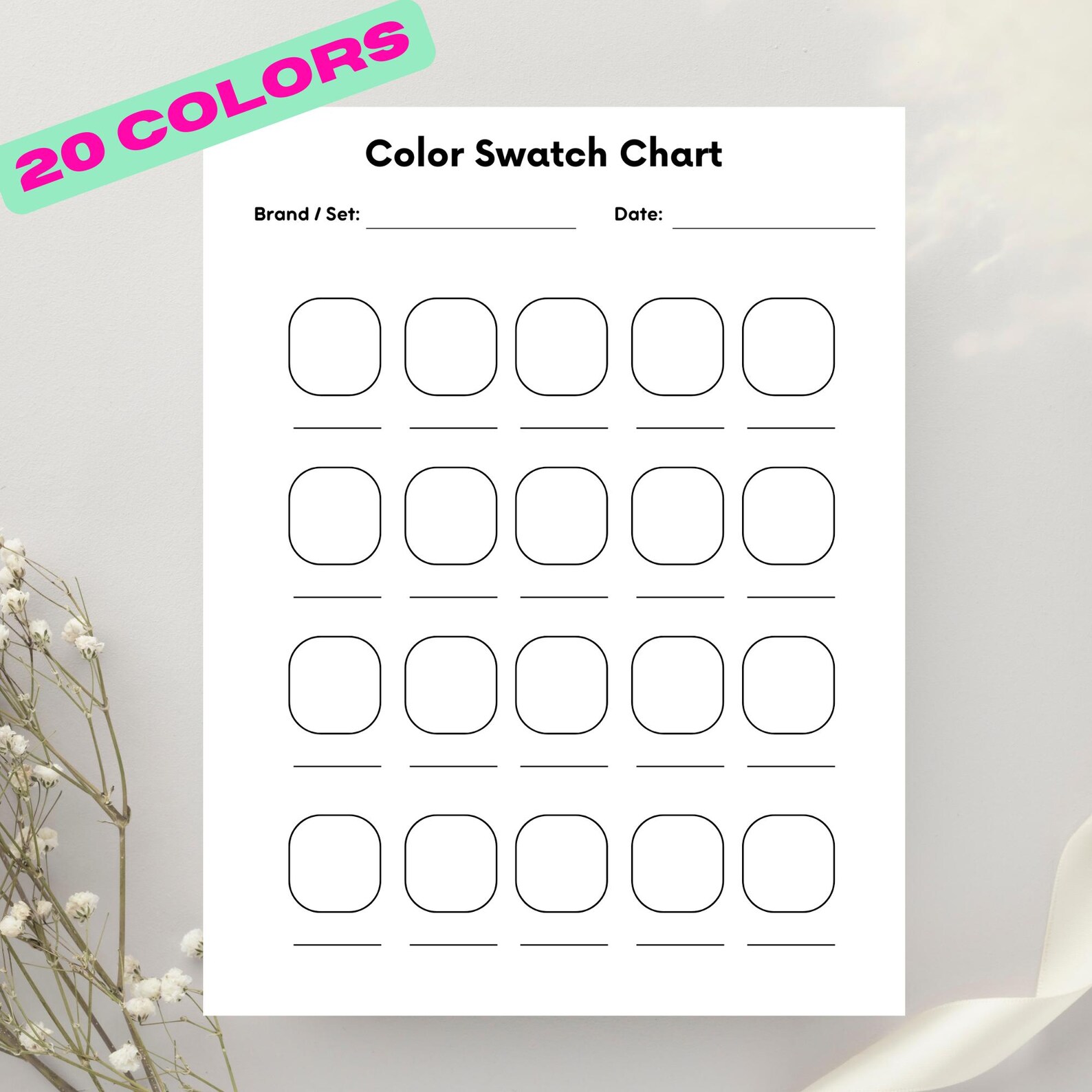 Color Swatch Chart, Cute Color Swatch Chart Printable, Color Swatches ...