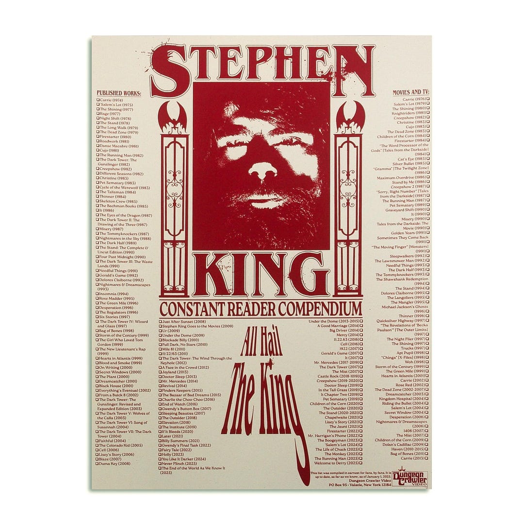 All Hail THE KING "constant Reader Compendium" Poster - Etsy