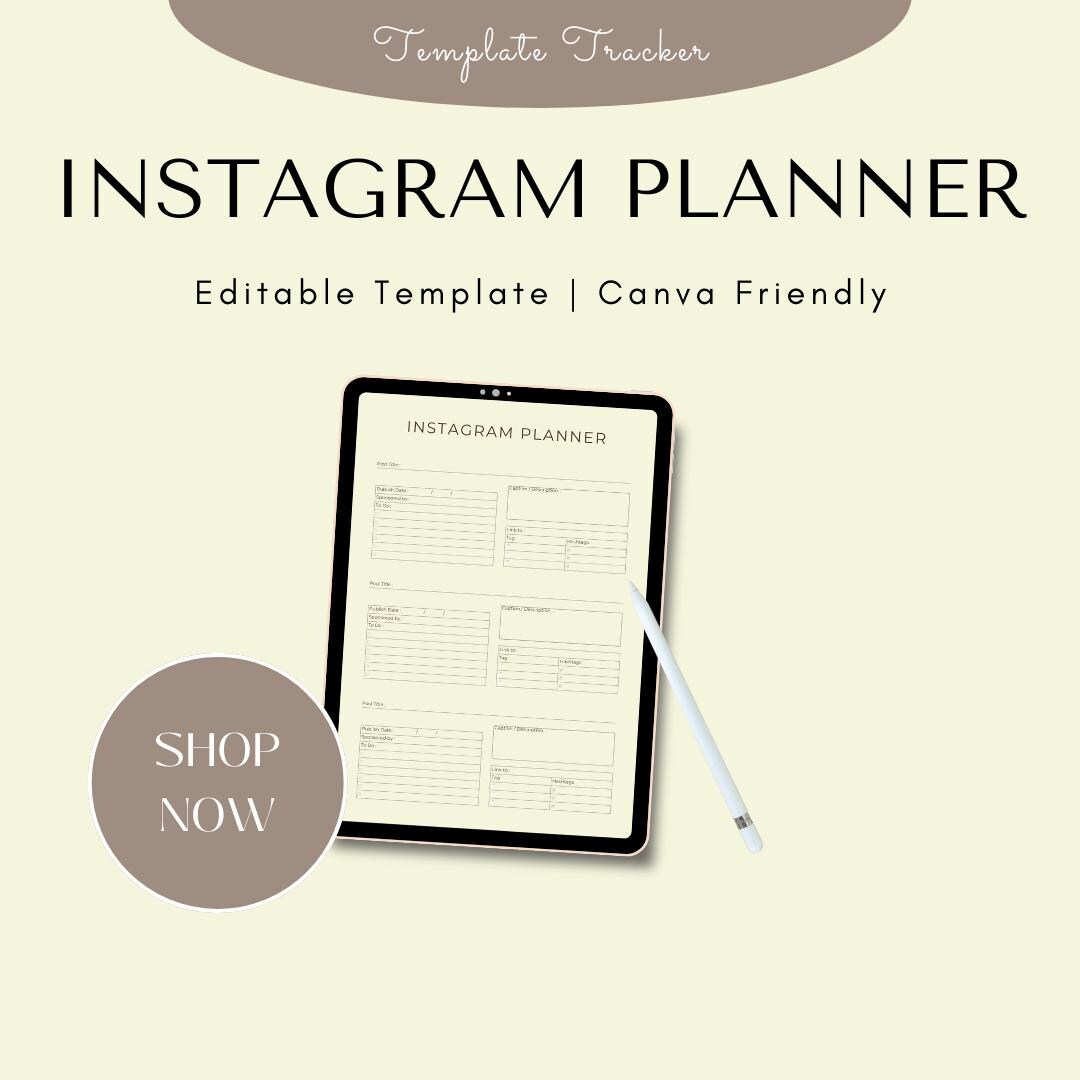 Instagram Planner Template | Social Media Content Calendar | Editable ...