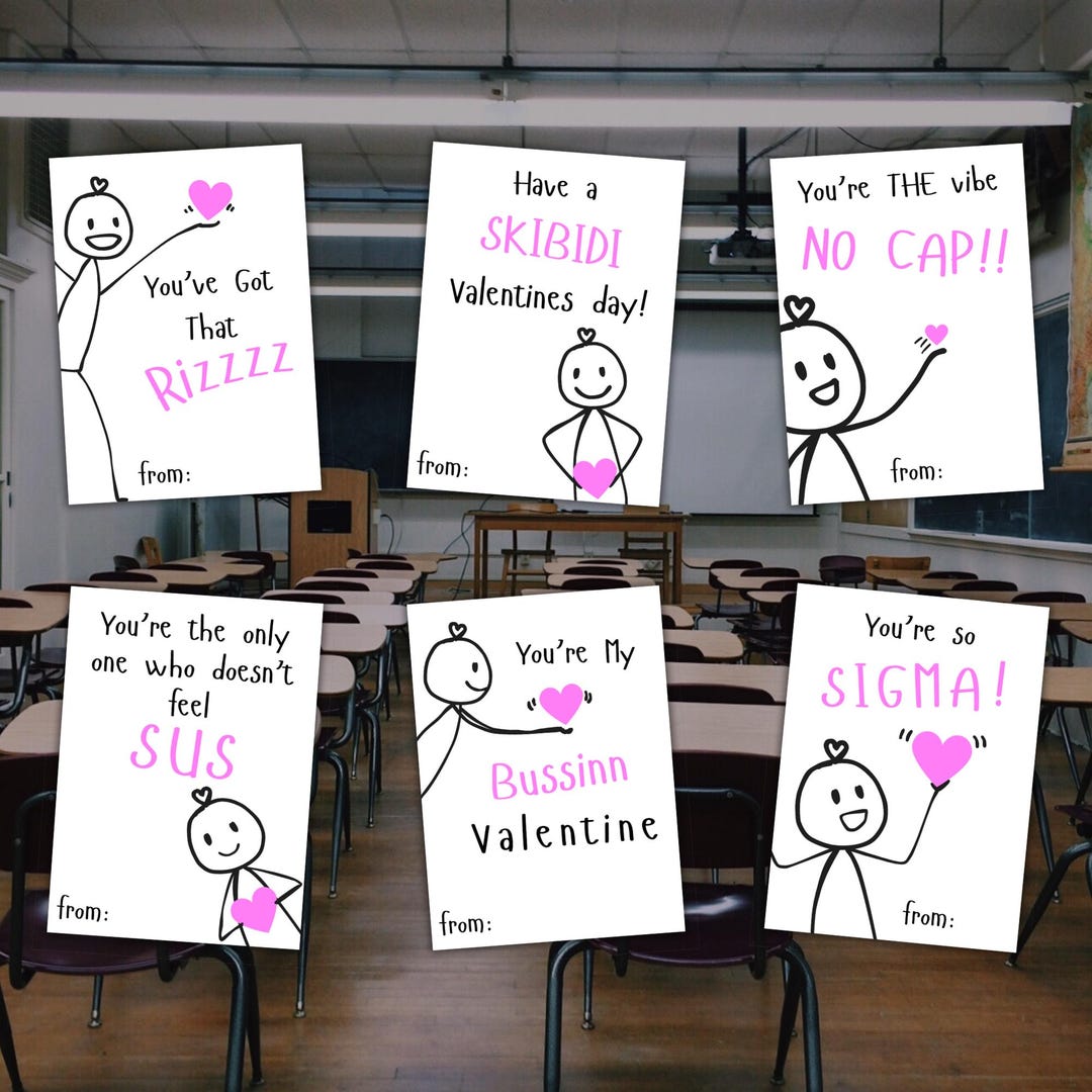 Slang Kids Valentine's Day Cards, Funny Printable Classroom Valentines ...
