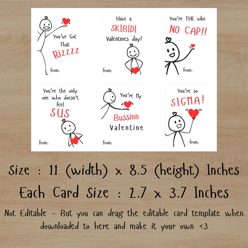 Slang Kids Valentine's Day Cards, Funny Printable Classroom Gift ...