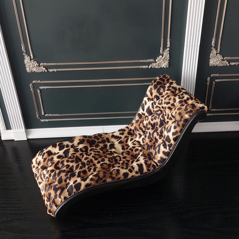 1/4 Chaise Lounge Wave Brown & Leopard Print for 16'' Dolls, Couch, BJD ...
