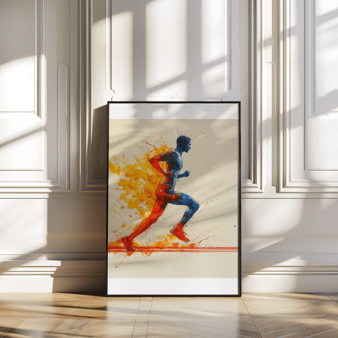 Colourful Runner Wall Art Print, Inspirational Runner Poster, Modern ...