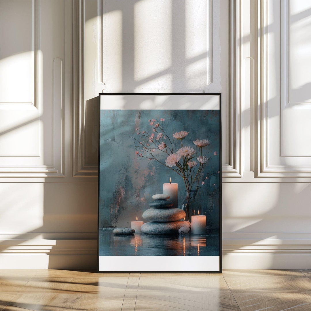 Zen Garden Candle Scene, Tranquil Wall Art, Zen Décor Poster, Spa Zen ...