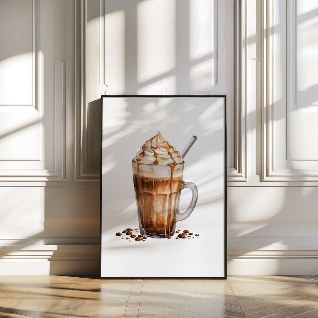 Iced Coffee Watercolour Wall Art, Coffee Lover Décor, Kitchen Coffee ...