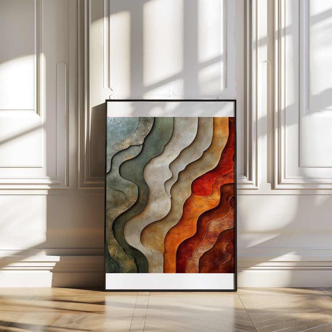 Abstract Layered Wave Pattern Wall Art Print, Colourful Modern Art ...