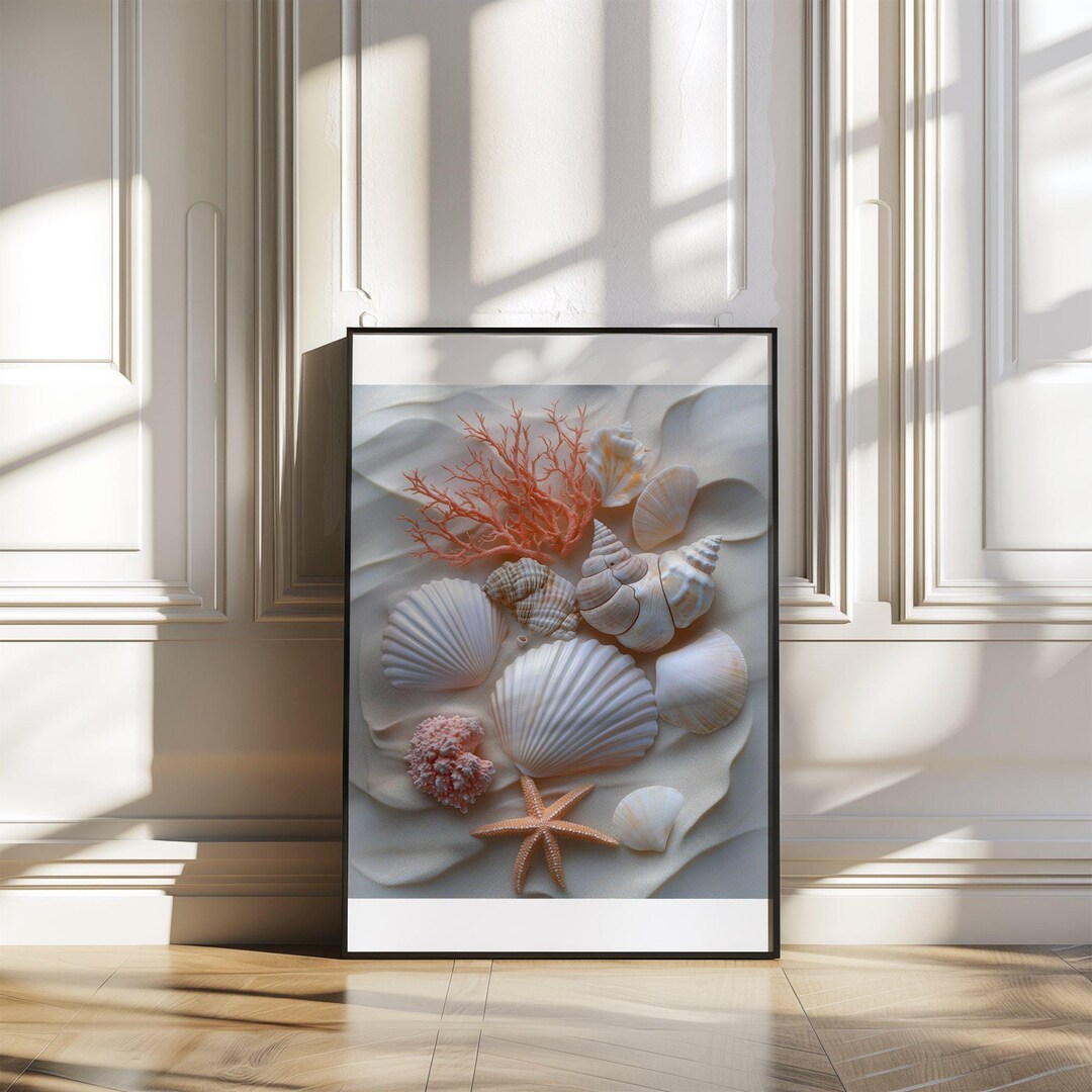 Coastal Seashell Wall Art, Beach Coral Print, Ocean Inspired Home Décor ...