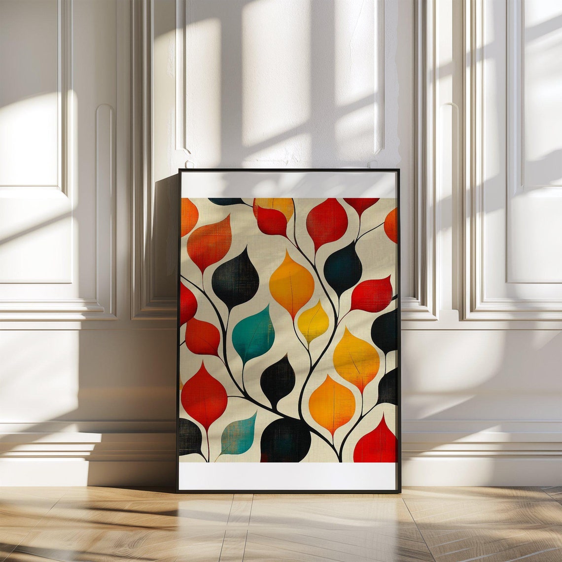 Vibrant Abstract Leaf Art, Modern Wall Décor, Colourful Leaf Wall Print ...
