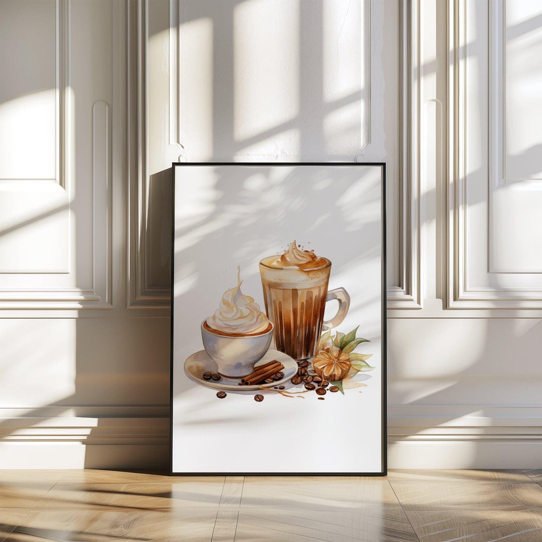 Coffee Lovers Art Print, Café Wall Art, Coffee Mug Illustration ...