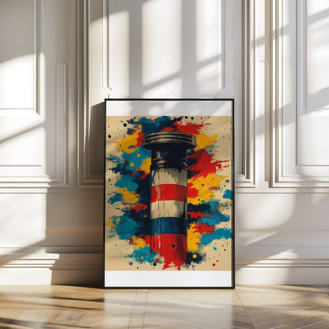 Modern Colourful Barber Pole Wall Art, Abstract Barber Shop Décor ...