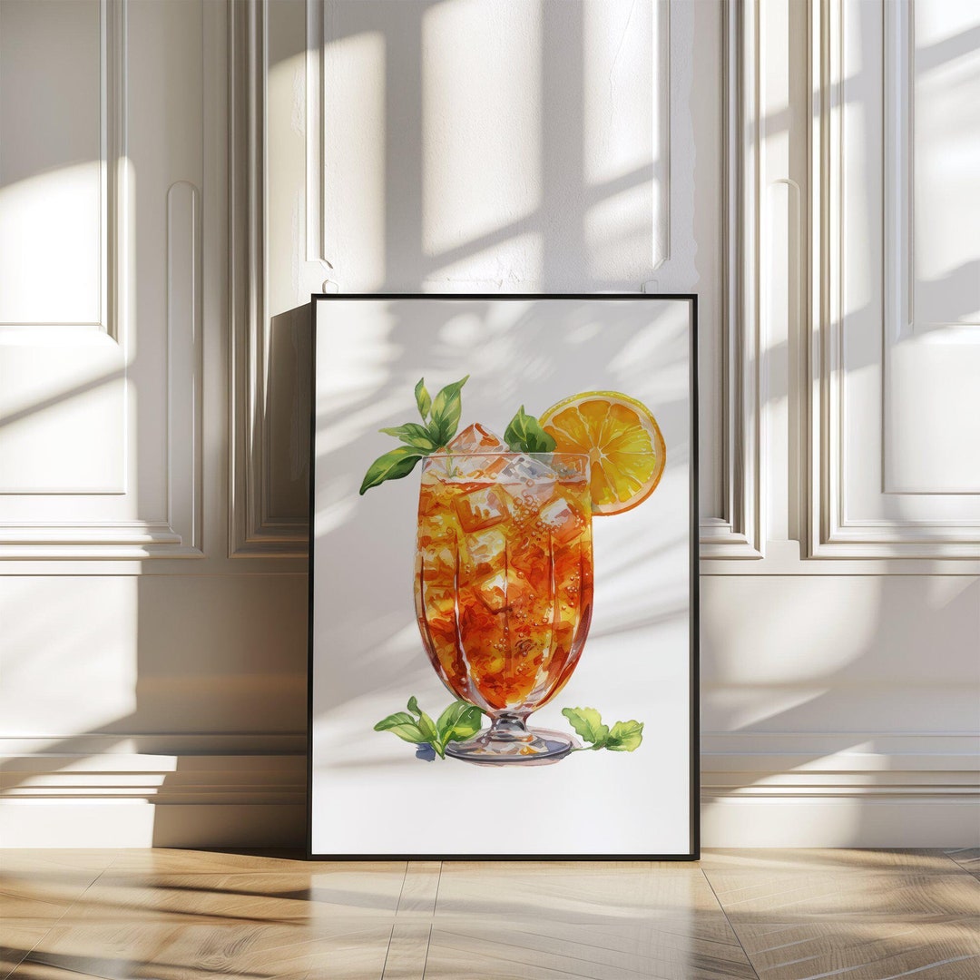 Refreshing Iced Tea Wall Art, Beautiful Glass of Iced Tea Print, Lemon ...