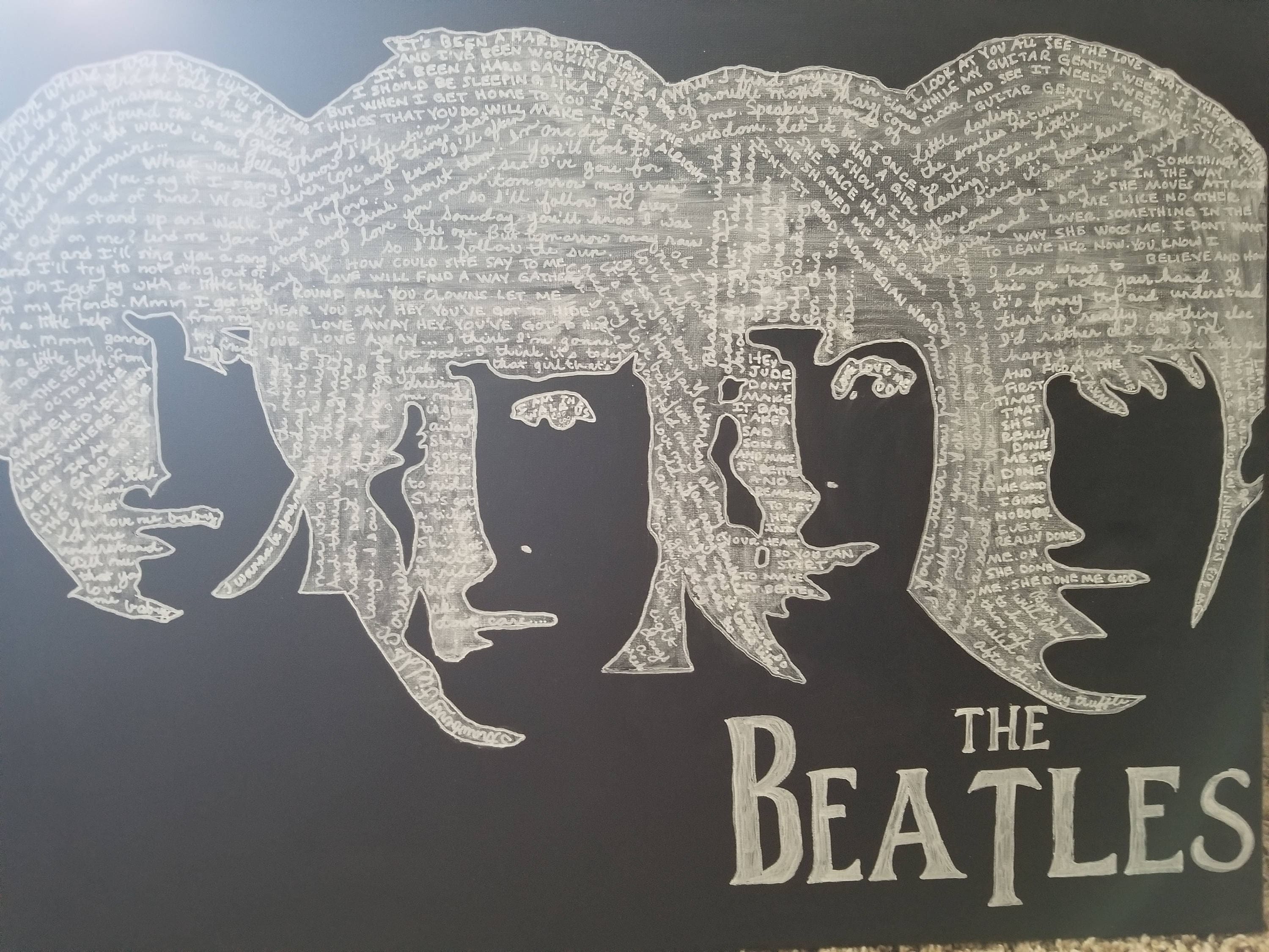 Beatles Calligraphy Print With Song Lyrics, Any Artist Can Be Done ...