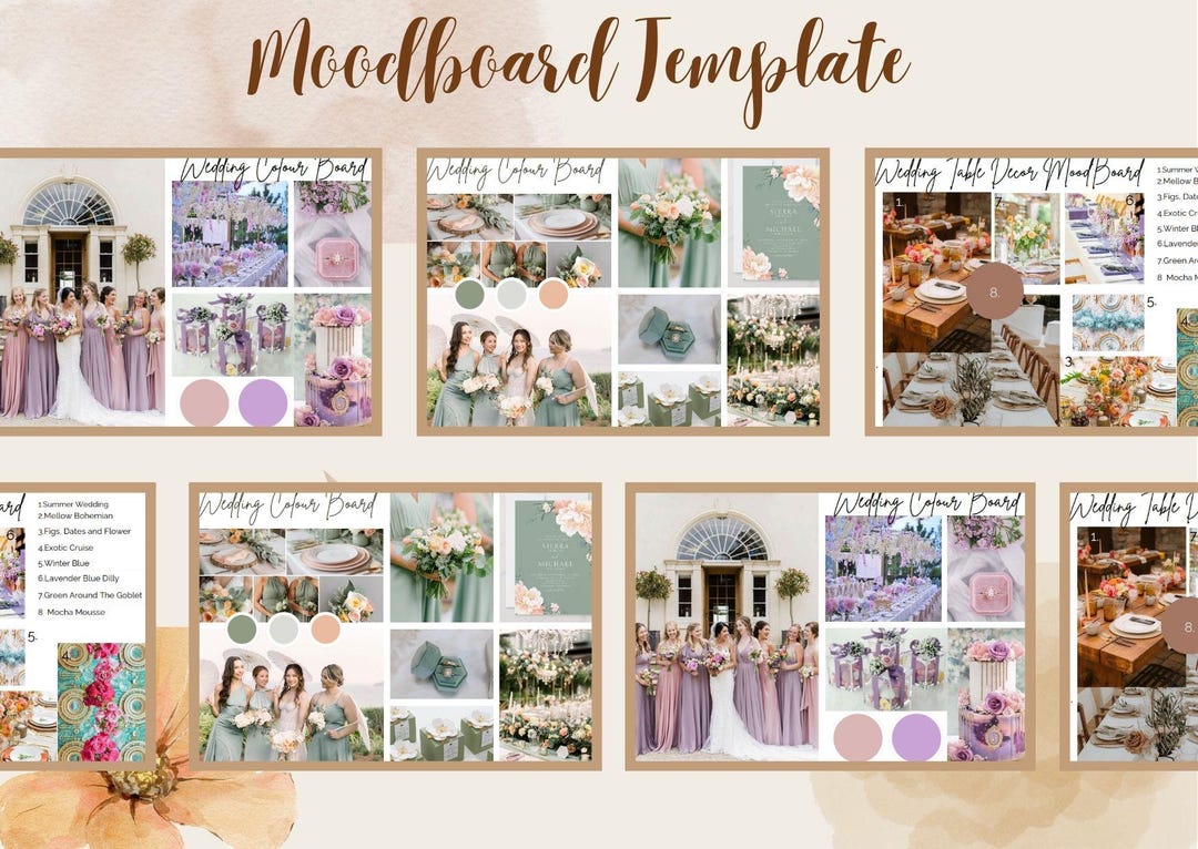 Wedding Mood Board Template, Canva Design (digital Download) - Etsy