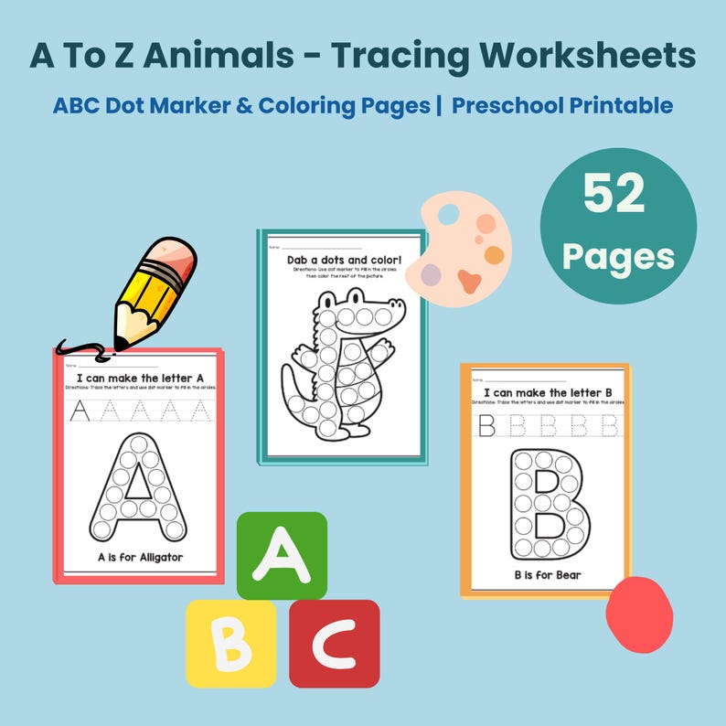 Alphabet Tracing Worksheets | ABC Dot Marker & Coloring Pages ...