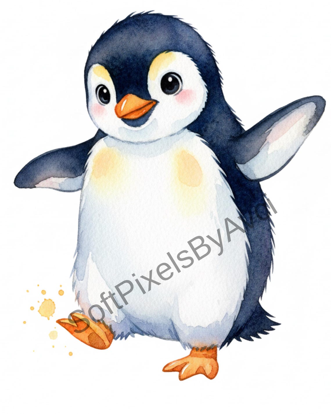 Penguin Clipart Set, Watercolor Animal Art (digital Download ...