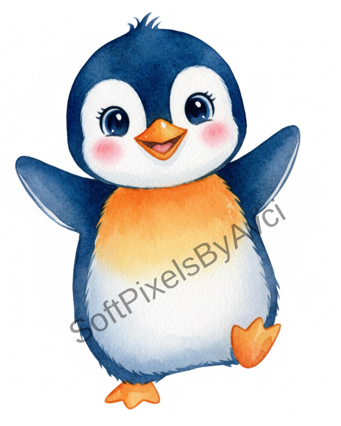 Penguin Clipart Set, Watercolor Animal Art (digital Download ...