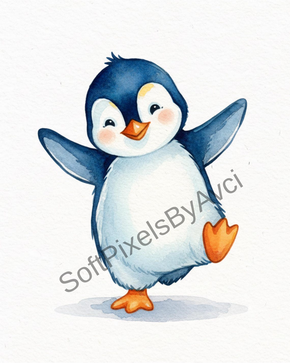 Penguin Clipart Set, Watercolor Animal Art (digital Download ...