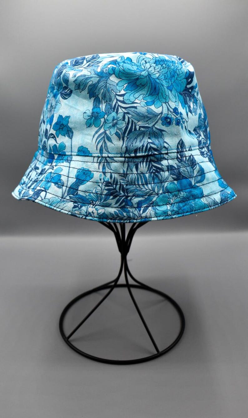 Floral, Reversible Bucket Hat! Blue in Color With a Range of Sizes ...