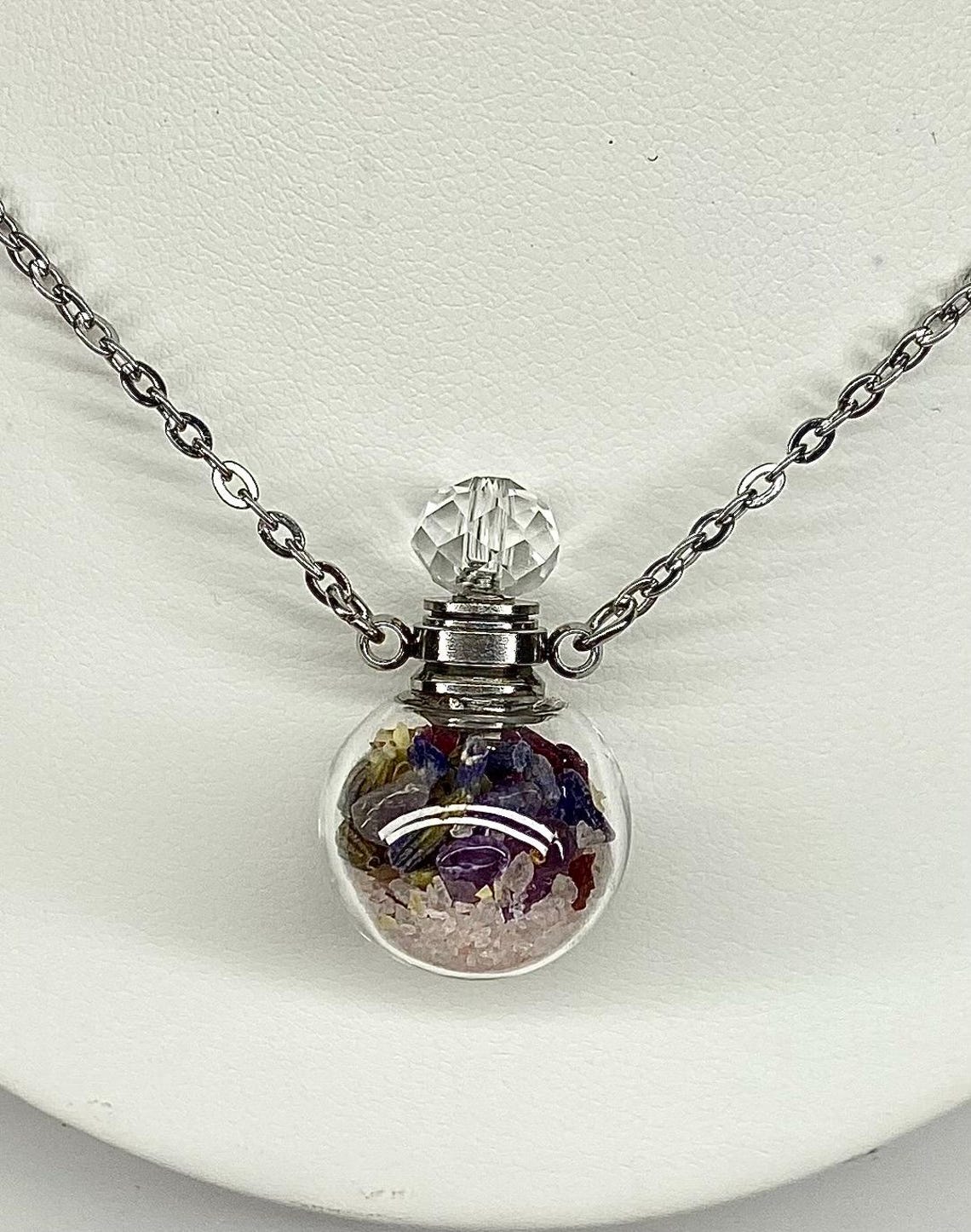 Self-love Amulet Necklace | Crystal, Rose, Lavender | 24" Stainless ...
