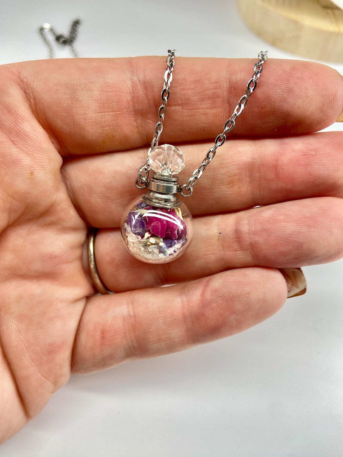 Self-love Amulet Necklace | Crystal, Rose, Lavender | 24" Stainless ...