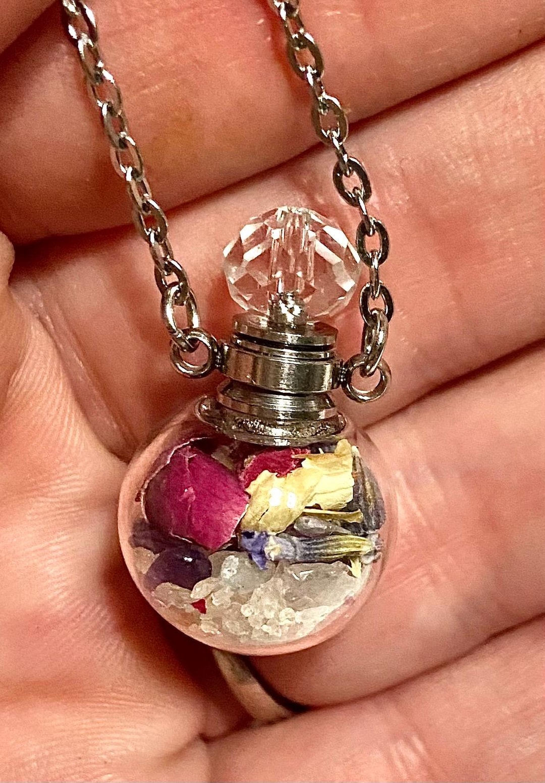 Self-love Amulet Necklace | Crystal, Rose, Lavender | 24" Stainless ...