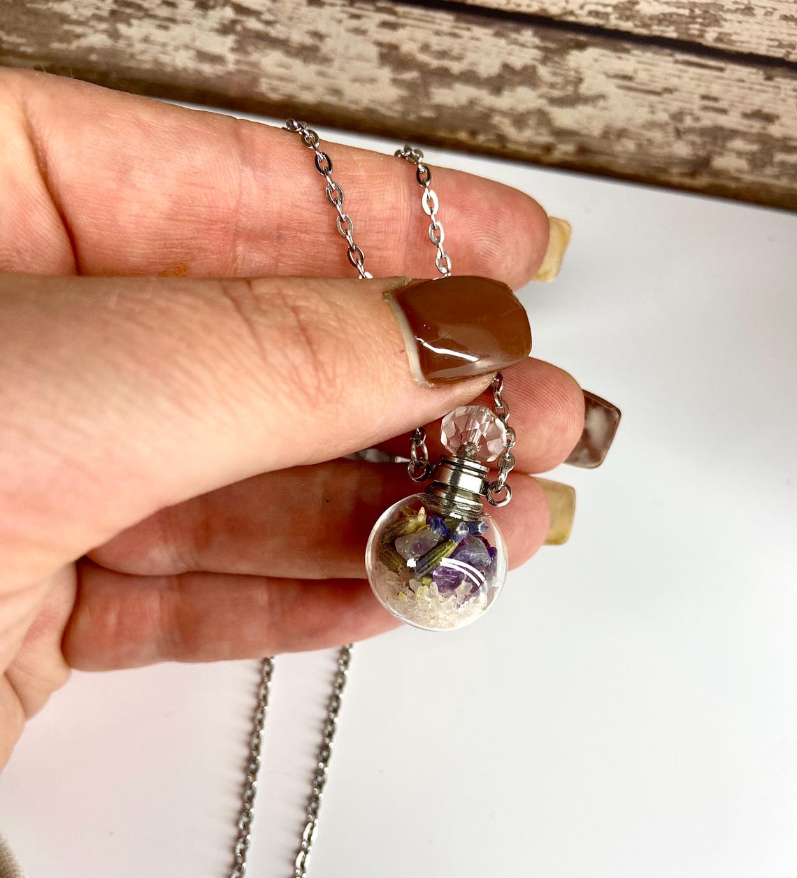 Self-love Amulet Necklace | Crystal, Rose, Lavender | 24" Stainless ...