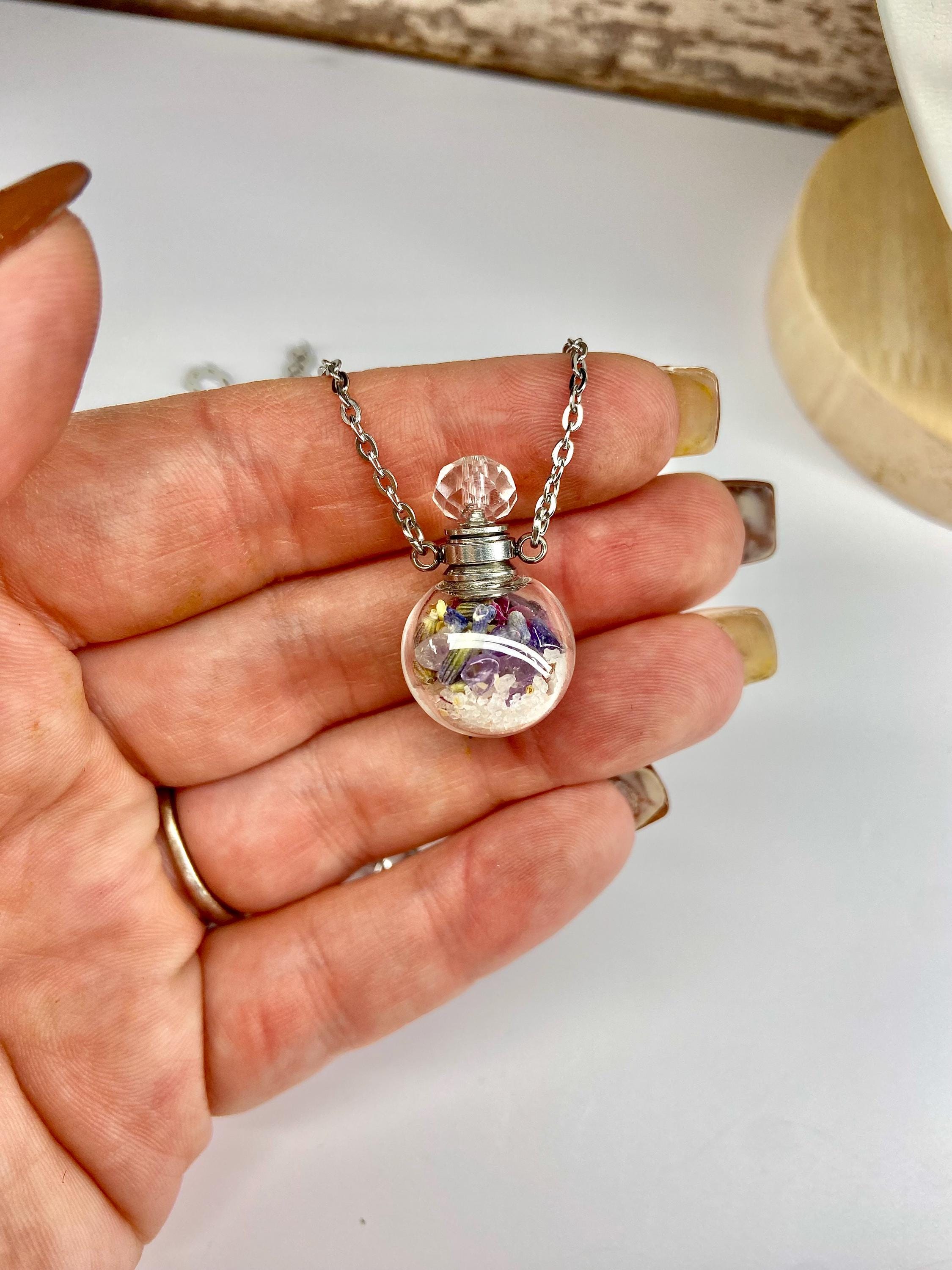 Self-love Amulet Necklace | Crystal, Rose, Lavender | 24" Stainless ...