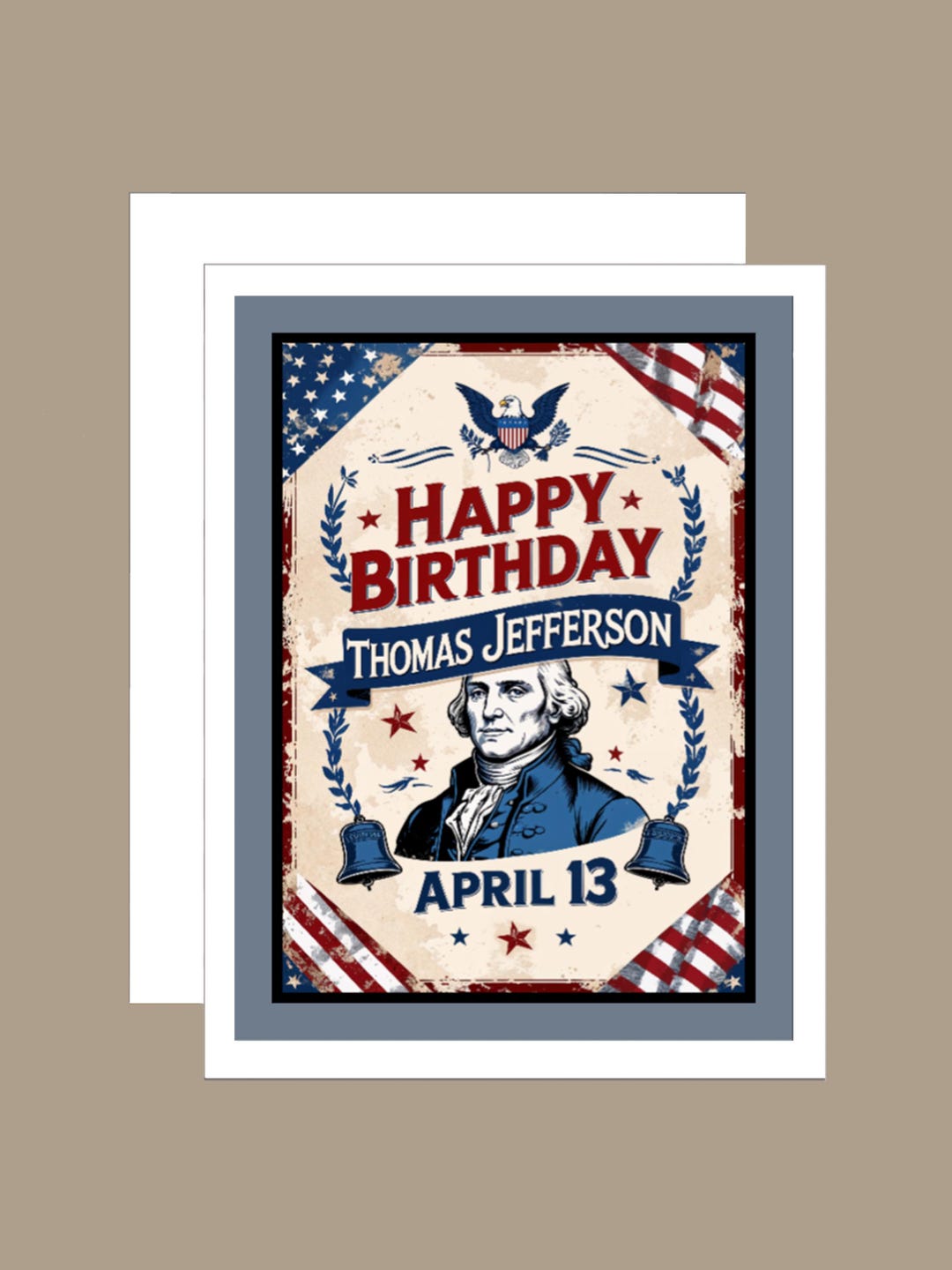Patriotic Thomas Jefferson Birthday Card - April 13 Celebration - Etsy