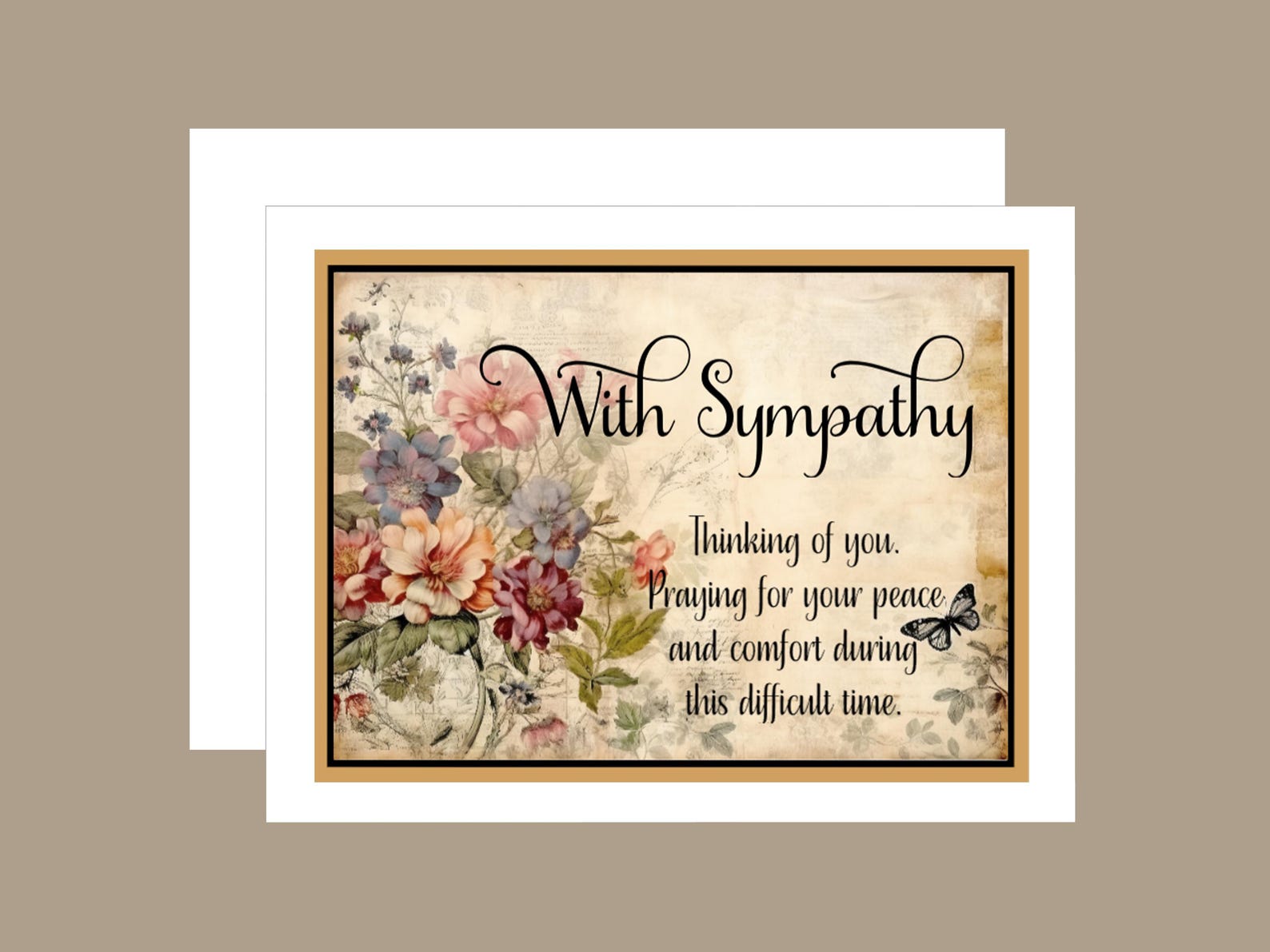 Elegant Floral Sympathy Card – Offering Peace, Prayers & Comfort in ...