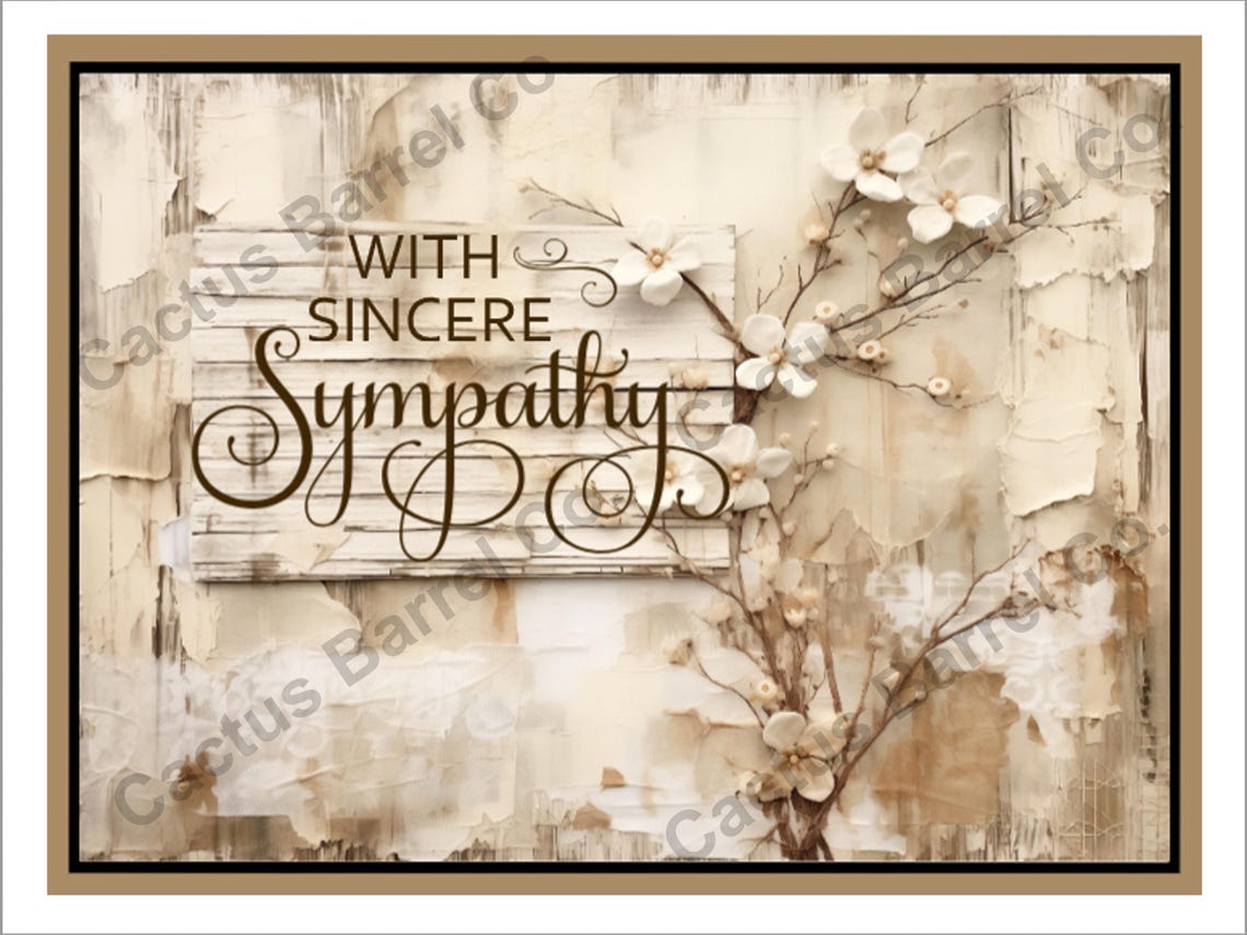 Rustic Sympathy Card: Floral Bereavement Greeting, Handmade - Etsy
