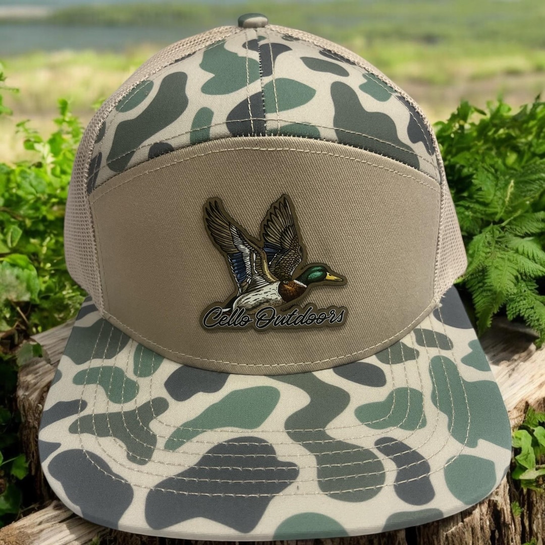 Marsh Camo 7-panel Hat With Full Color Duck Patch - Etsy