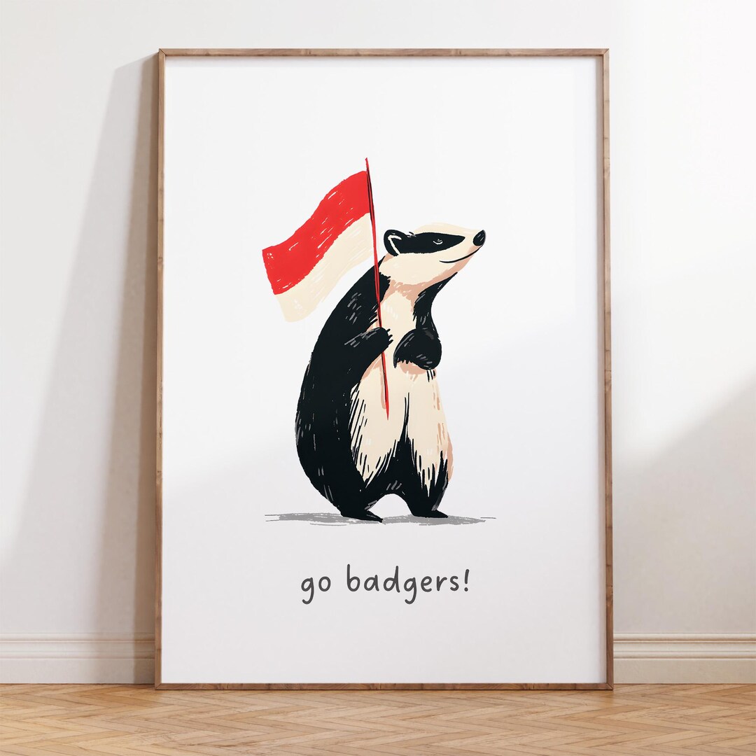 Wisconsin Badger Mascot Art Print: Preppy Dorm Decor (digital Poster ...