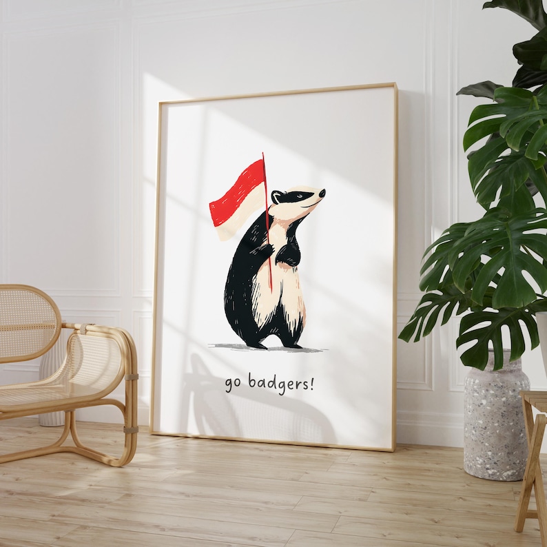 Badger Mascot Nursery Art: Wisconsin University Kids Room Decor ...