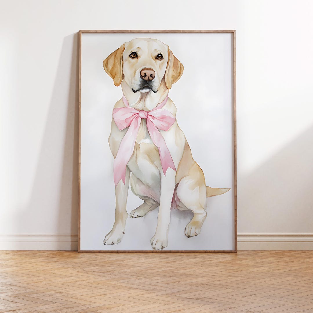 Labrador Retriever Art - Yellow Lab Dog Pink Bow Coquette Print ...