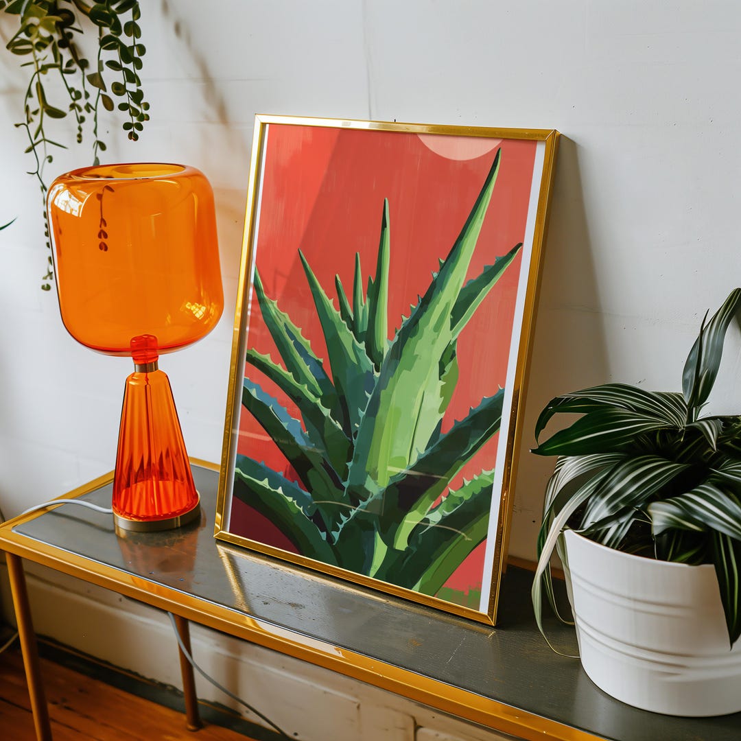 Pop Art Poster, Aloe Vera Plant Image, Vibrant Print, Modern Picture ...