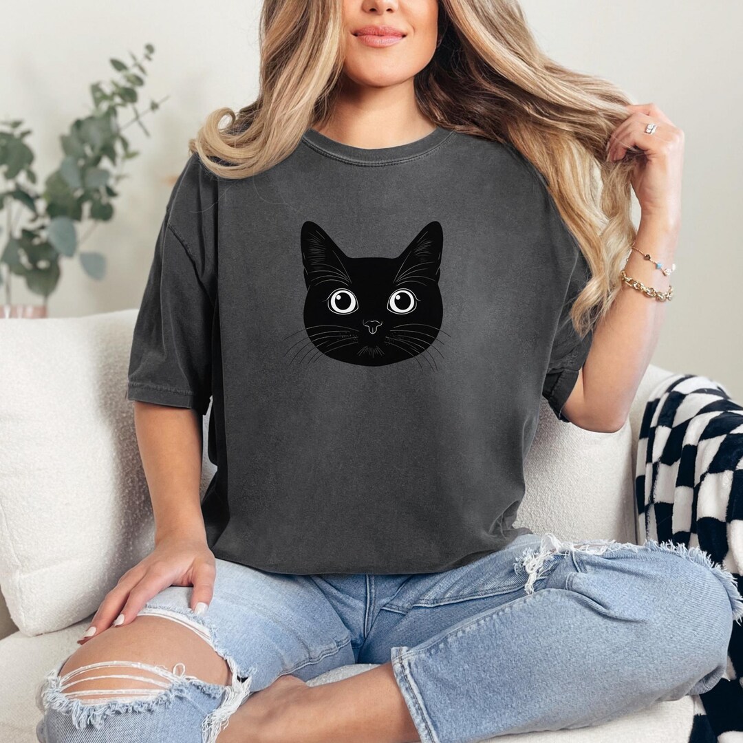 Black Cat Line Art PNG, Cute Minimalist Cat Illustration, Black Cat Shirt, Cat Mom Gift, Gift ...