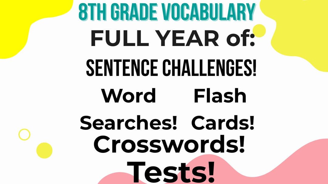 8th Grade Vocabulary- 360 Words! A FULL YEAR of Activities, Flashcards ...