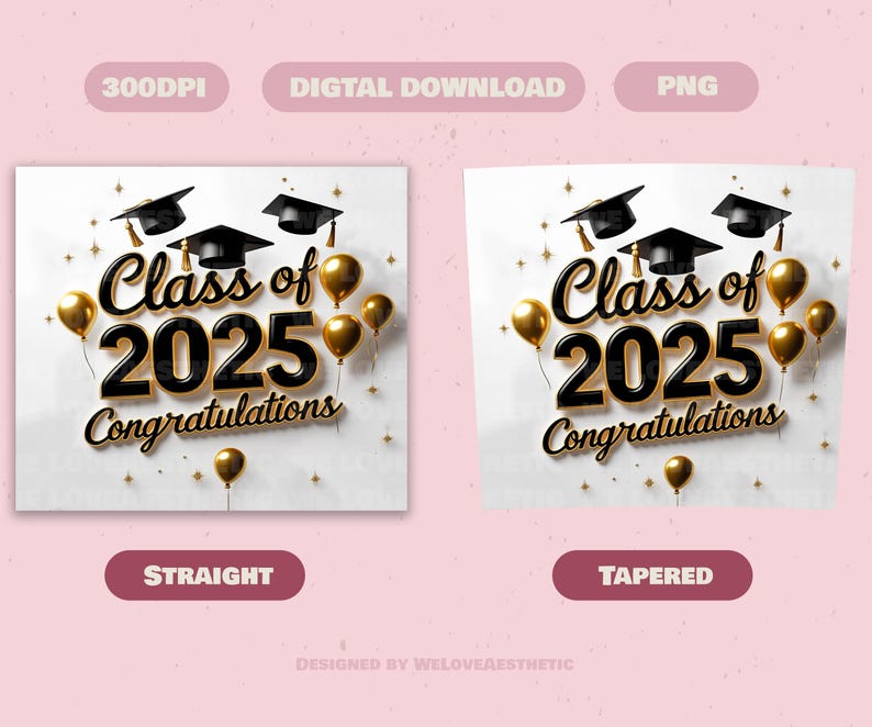 Class of 2025 Graduation Tumbler Wrap, Gold and Black Senior 2025 ...