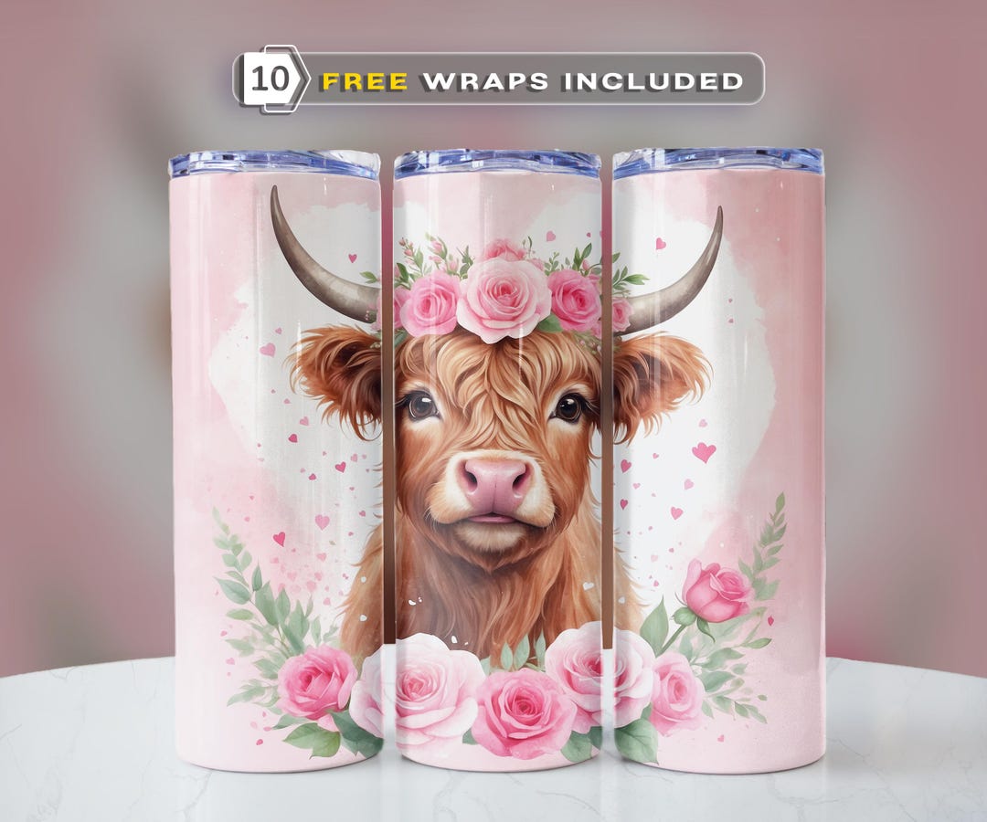 Valentine’s Highland Cow PNG | Cute Highland Cow With Rose Crown PNG ...
