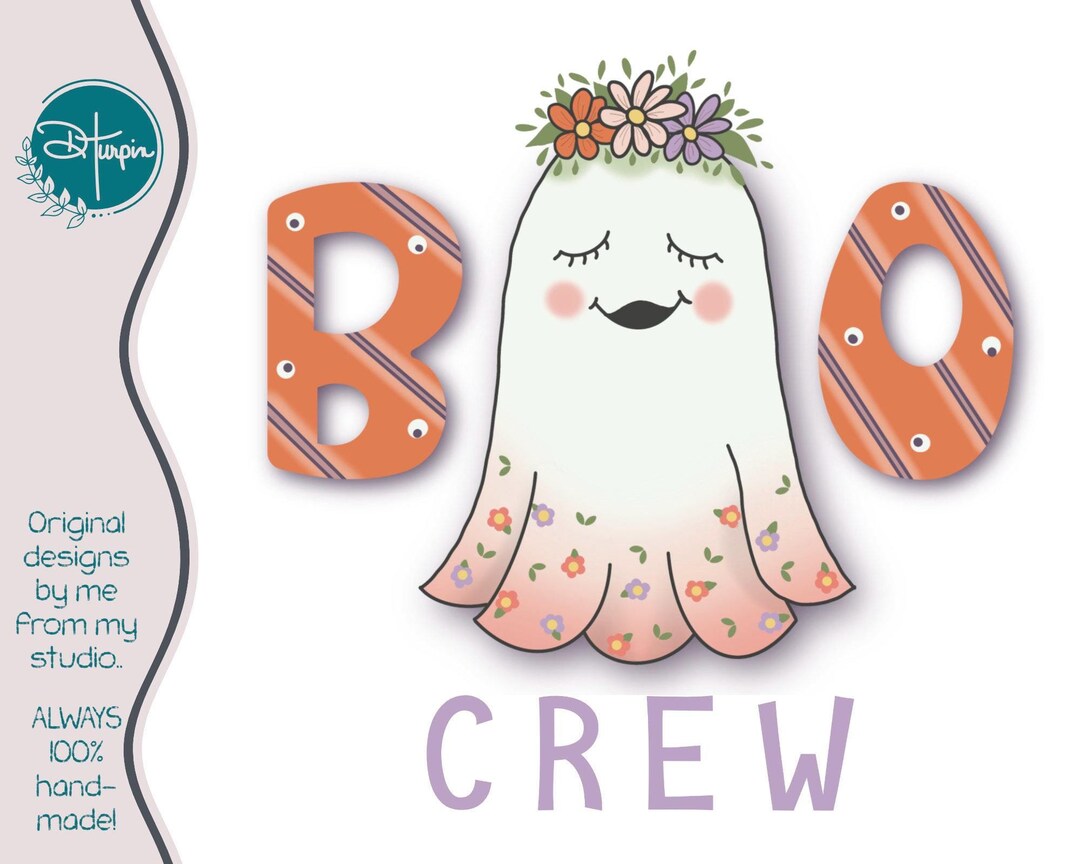 Retro Girly Boo Crew Sublimation PNG - Whimsical Halloween Ghost Clip ...