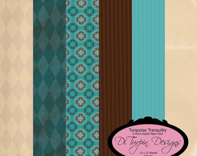 Digital Scrapbook Paper Turquoise Tranquility - Etsy
