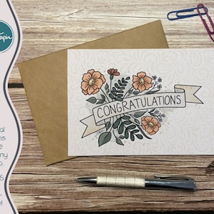 Hand-drawn Floral Doodle Congratulations Card | Cottage-core Design ...