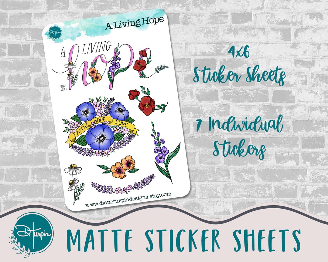 A Living Hope Sticker Set | Faith Hope Love | for Bible Journals ...